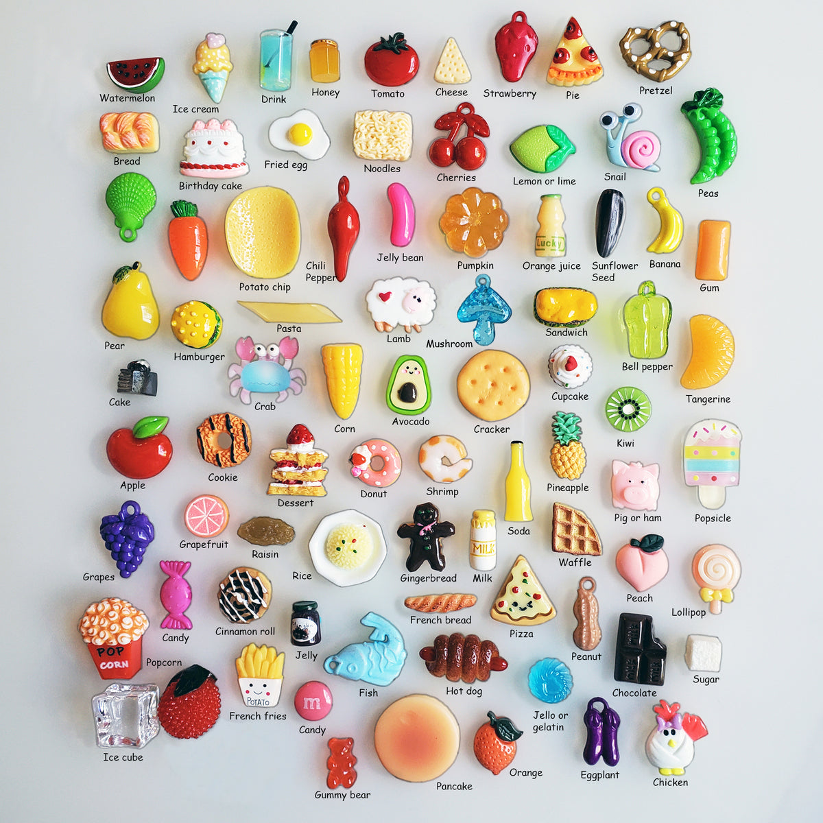 FOOD TRINKETS (50 pc) for I Spy, sensory bins, teaching, SLP, ESL ...